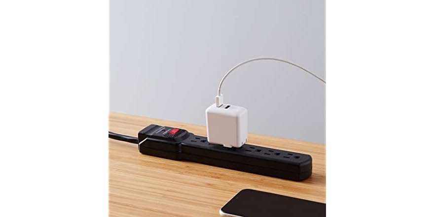 (2 Pack) Amazon Basics 6-Outlet Power Strip - 2 Foot Cord