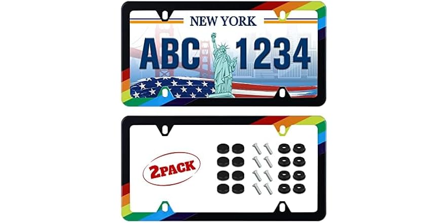 Rainbow Pride License Plate Frame 2Pk