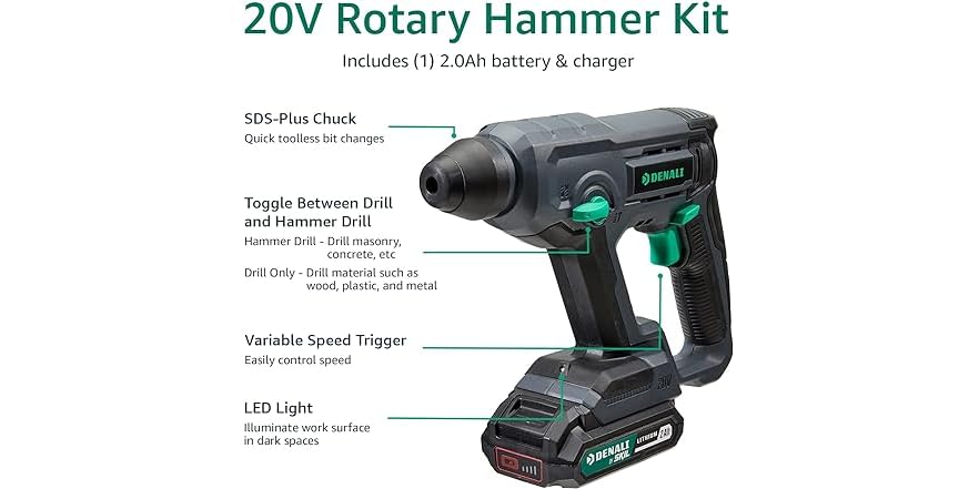 Denali by SKIL 20V Cordless Rotary Hammer Kit