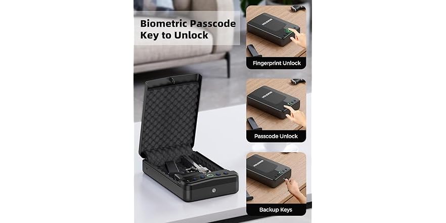 HOLEWOR Small Biometric Passcode Gun Safe
