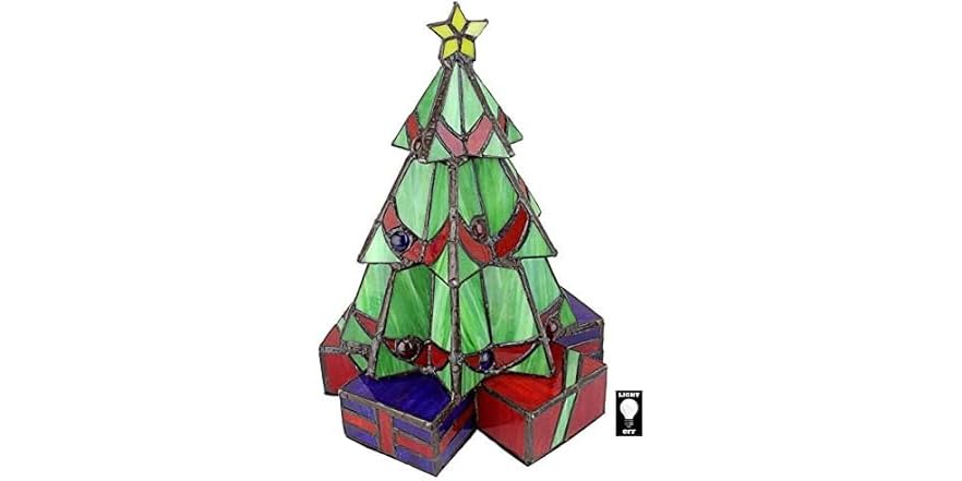 Design Toscano Christmas Tree Stained Glass Lamp