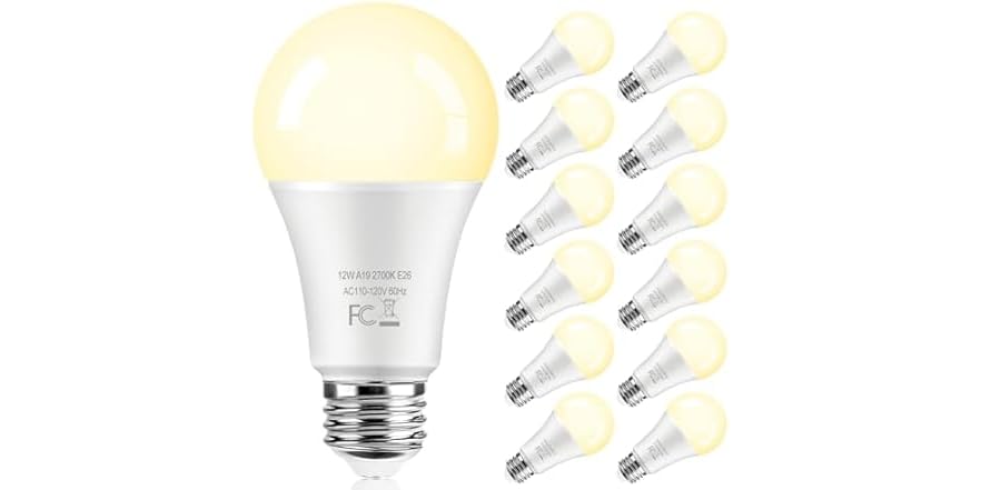 TOBUSA 12-Pack A19 LED Light Bulbs 2700K