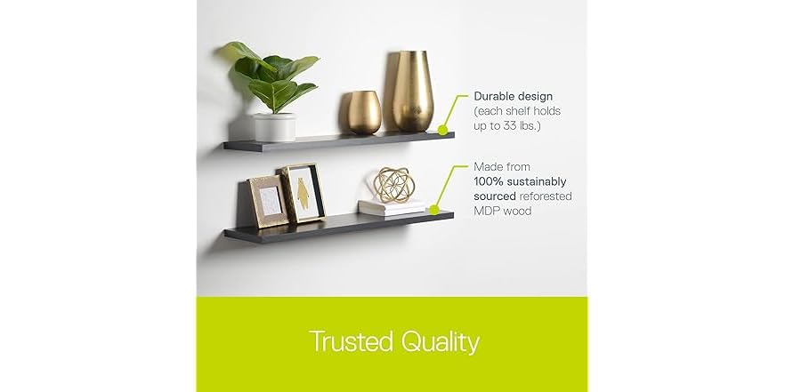 Delta Cycle 2-Pack Floating Shelves 36" x 8" x 1", Black