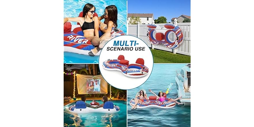 Sunrio 2 Person Double River Tubes (Red), 2PK