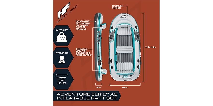 Hydro-Force Elite X5 Inflatable 5 Person Raft