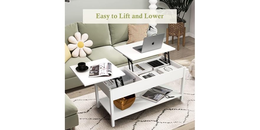 Split Lift-Top Space Saving Coffee Table