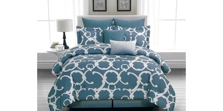 Rhys 8Pc Comforter Set Set-Slate Blue-2 Sizes