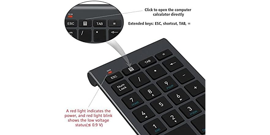 Alcey Wireless 22 Key Numeric Keypad