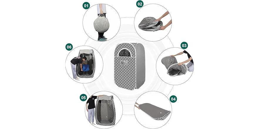 Portable Steam Sauna Box, 35" x 35" x 58''