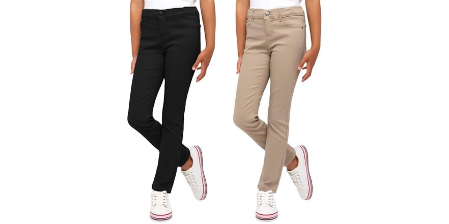 2PK Girls Stretch Pencil Uniform Pants