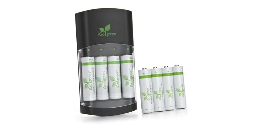 iGo Green Battery Charger with 8 Rechargeable Batteries