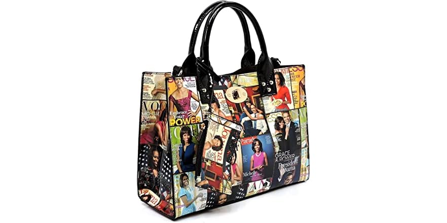 Glossy Magazine Cover Collage Michelle Obama Handbag