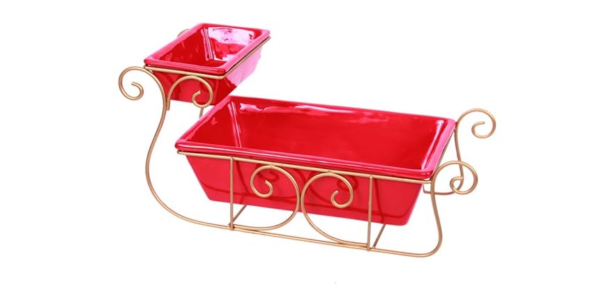 Ceramic & Metal Sleigh Server