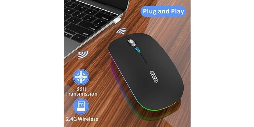 Uiosmuph LED Wireless Mouse, G12 Slim