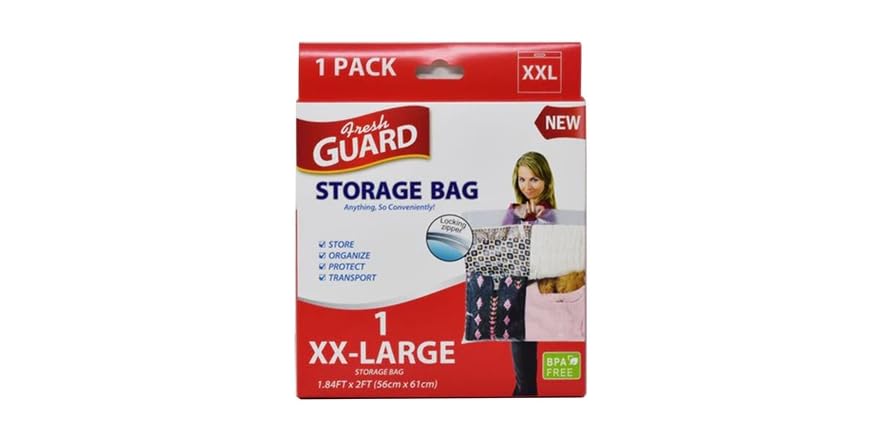 Multi-pack Jumbo Zip Storage Bags - L