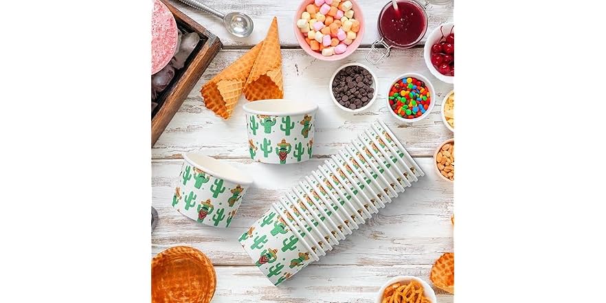 50 PC Cactus Themed Disposable Bowls