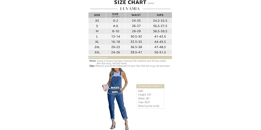 luvamia Casual Denim Bib Overalls, M