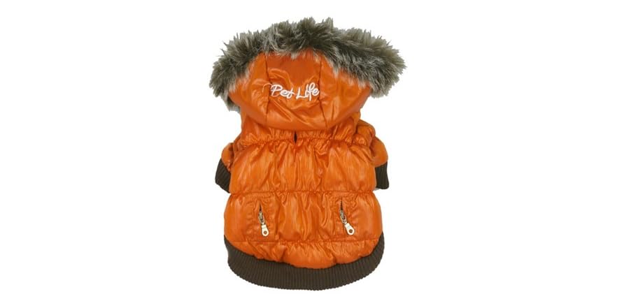 Orange Metallic Fashion Parka with Hood