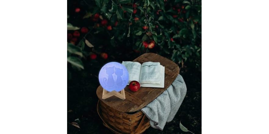 LED 3D Print Moon Lamp with Stand