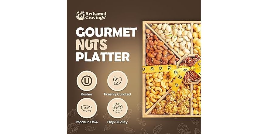 Mixed Nuts Gift Basket 2 LB Platter 8 Assortments