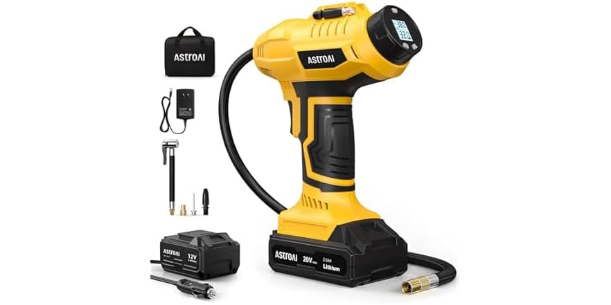 AstroAI ACJY21LIDCYE 20V Air Compressor - Yellow