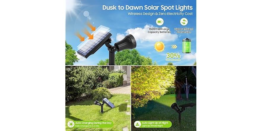 Bosceos 6-Pk Solar Powered Spot Lights