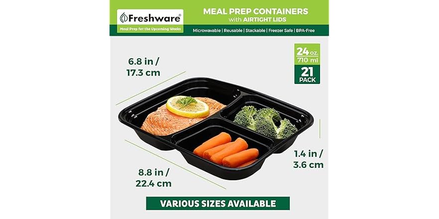 Freshware Meal Prep Containers - 21 Pack