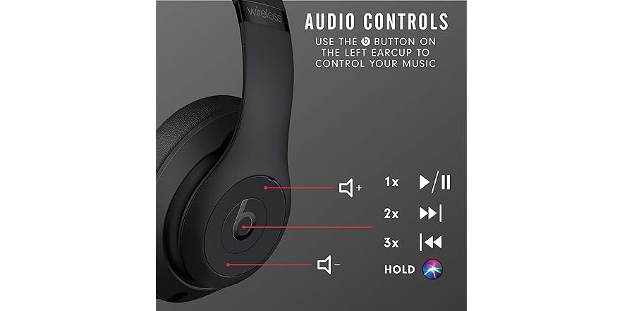 APPLE MX3X2LL/A Beats Studio 3 Wireless Headphones Black Ma