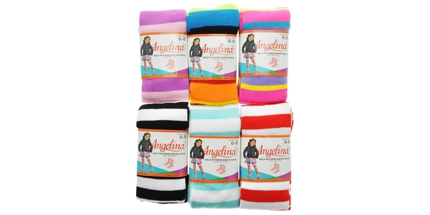 Girls' Colorful Patterned Tights 6-Pack