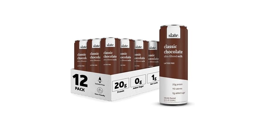 Slate Milk - High Protein Shake, Classic Chocolate, 20g Protein, 0g ...