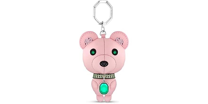 Swarovski Bear Key Ring, Pink Steel