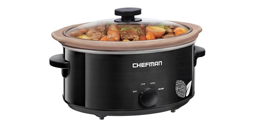 Chefman 5-Qt. Slow Cooker with Natural Stoneware Crock