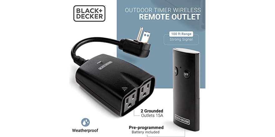 BLACK+DECKER Outdoor Grounded Remote Outlets