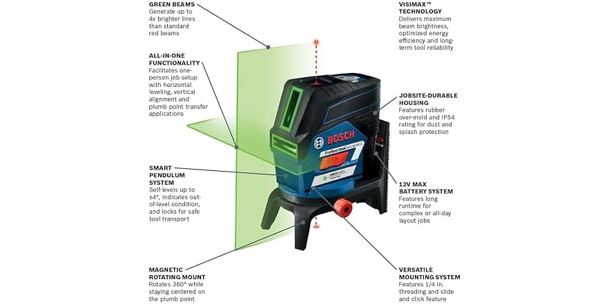 BOSCH GCL100-80CG 100 Ft 12V Max Cross-Line Laser