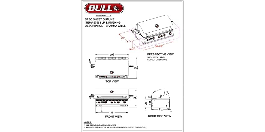 Bull Outdoor Brahma 90,000 BTU Grill Head