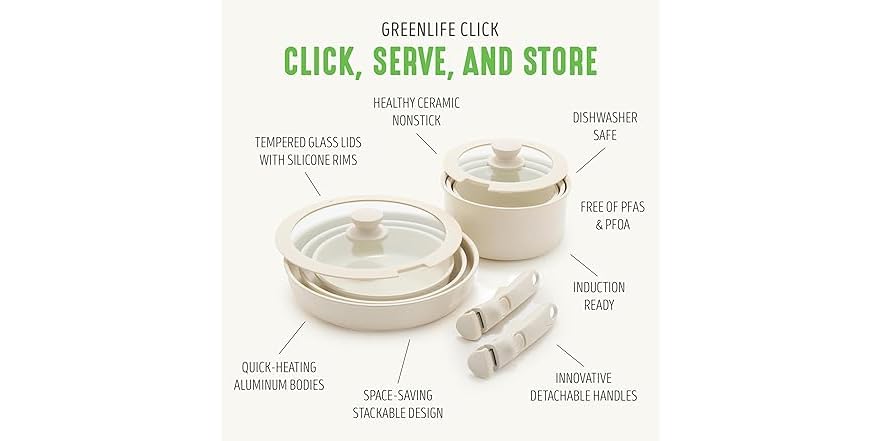 GreenLife 10Pc Nonstick Pots & Pans Set