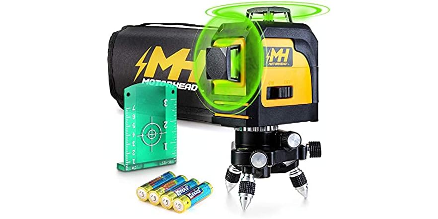 MOTORHEAD 360-Degree Cross-Line Laser Level Kit
