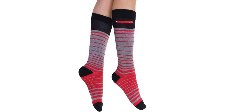 Unisex Crew Socks with Zipper Pocket 2-Pairs