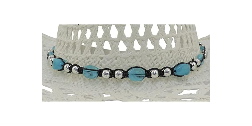 White Western Cowboy Hat w/Hat Band & Turquoise Blue Stone