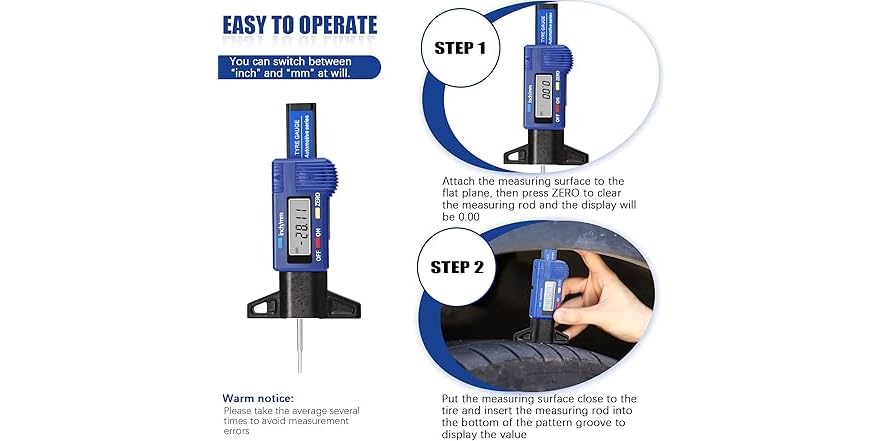 3 Pieces Tire Tread Depth Gauge Tool