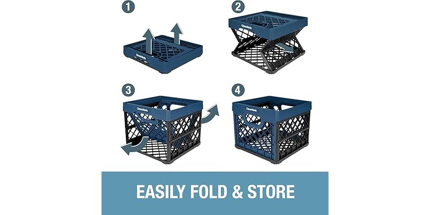 CleverMade Collapsible Milk Crate, Black, 3PK 25L