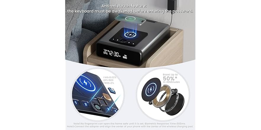 Biometric Gun Safe with Clock Display