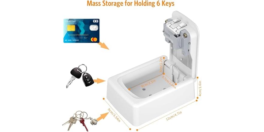 Key Lock Box Wall Mounted, White 2 Pack