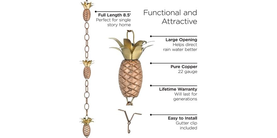 Pineapple Pure Copper 8.5 ft. Rain Chain