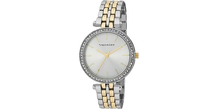 Vernier Women's 5 Link Crystal Bezel Watch