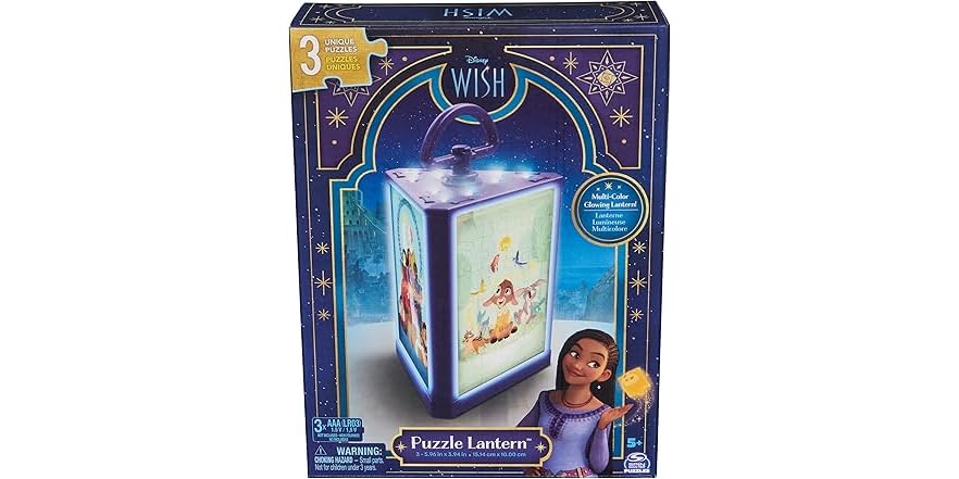 Disney Wish Puzzle Lantern, 3 24-Piece Puzzles