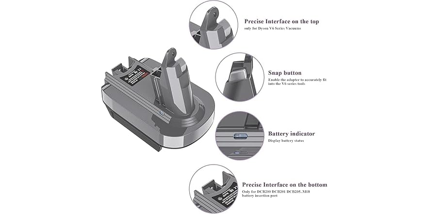 LONG FIT DEWALT 20V/M18 to Dyson V6 Adapter Kit