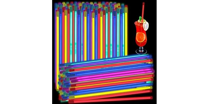 60 Pcs Glow in the Dark Straws