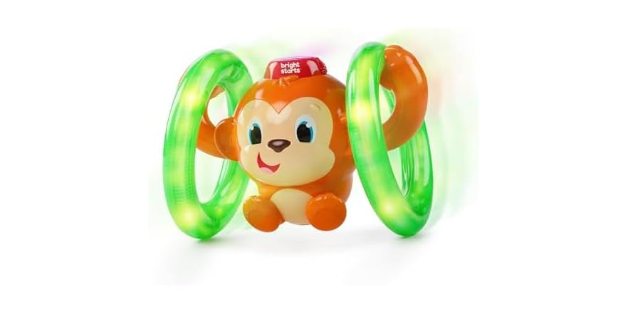 Bright Starts Roll & Glow Monkey Crawling Baby Toy