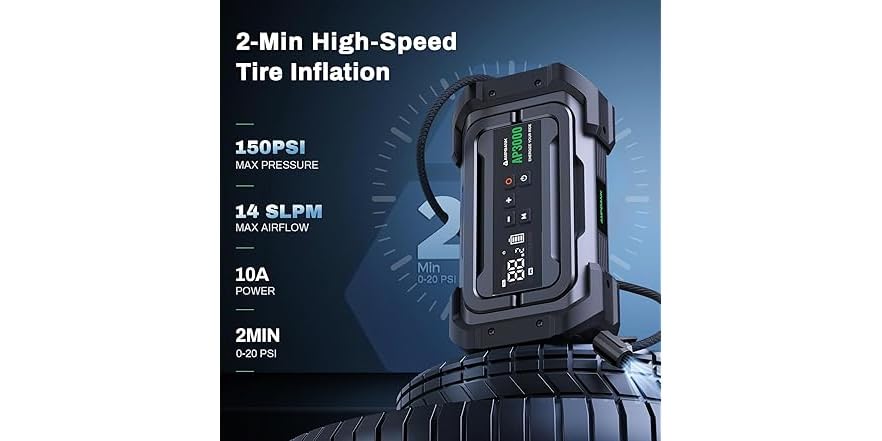 AMPBANK 3000A Jump Starter with Air Compressor